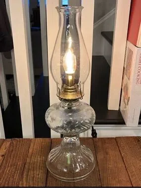 Accents | Clear Glass Hurricane Oil Table Lamp Conversion With Chimney ...